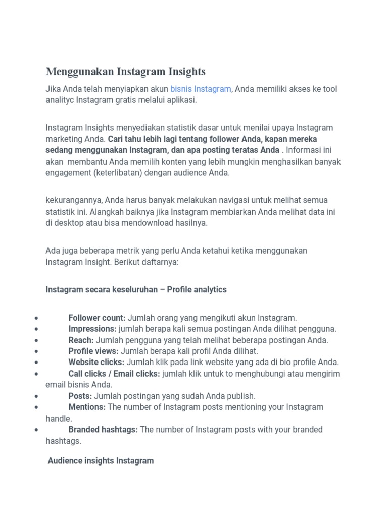 Menggunakan Instagram Insights | PDF