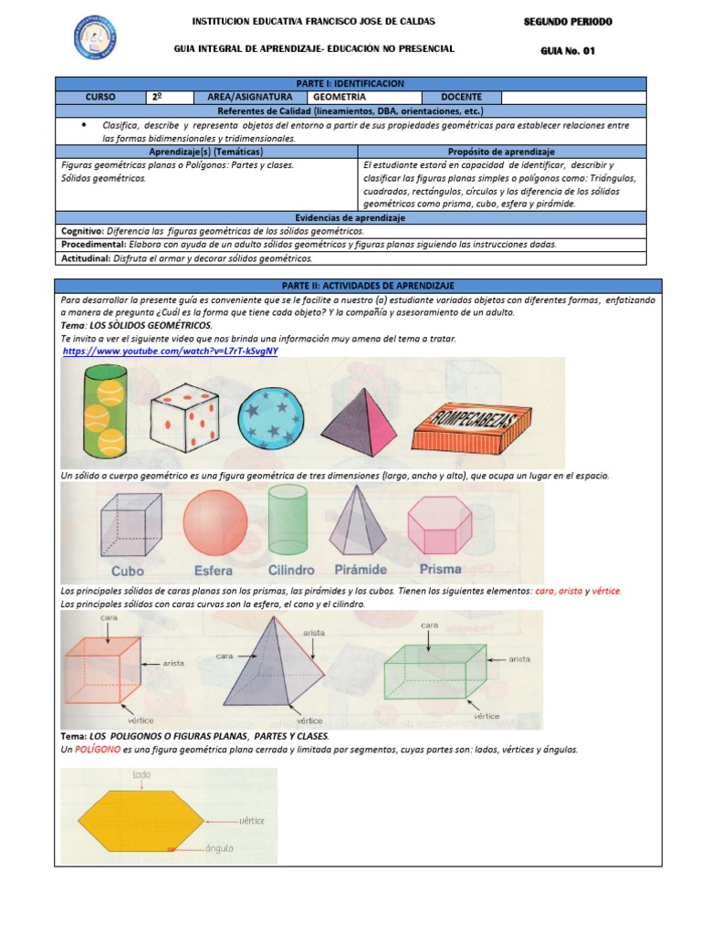 Guía de Geometría para Segundo Grado | PDF | Aprendizaje | Geometría