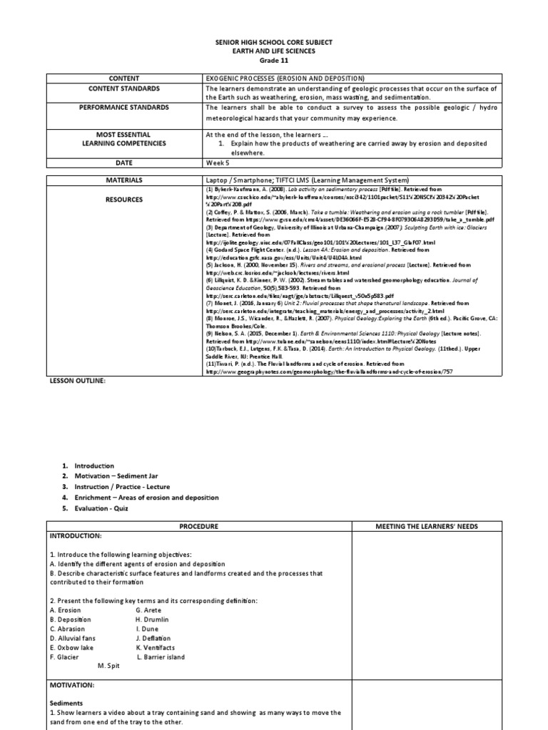 DETAILED LESSON PLAN Earth and Life Sciences Grade 11 Week 5 | PDF ...