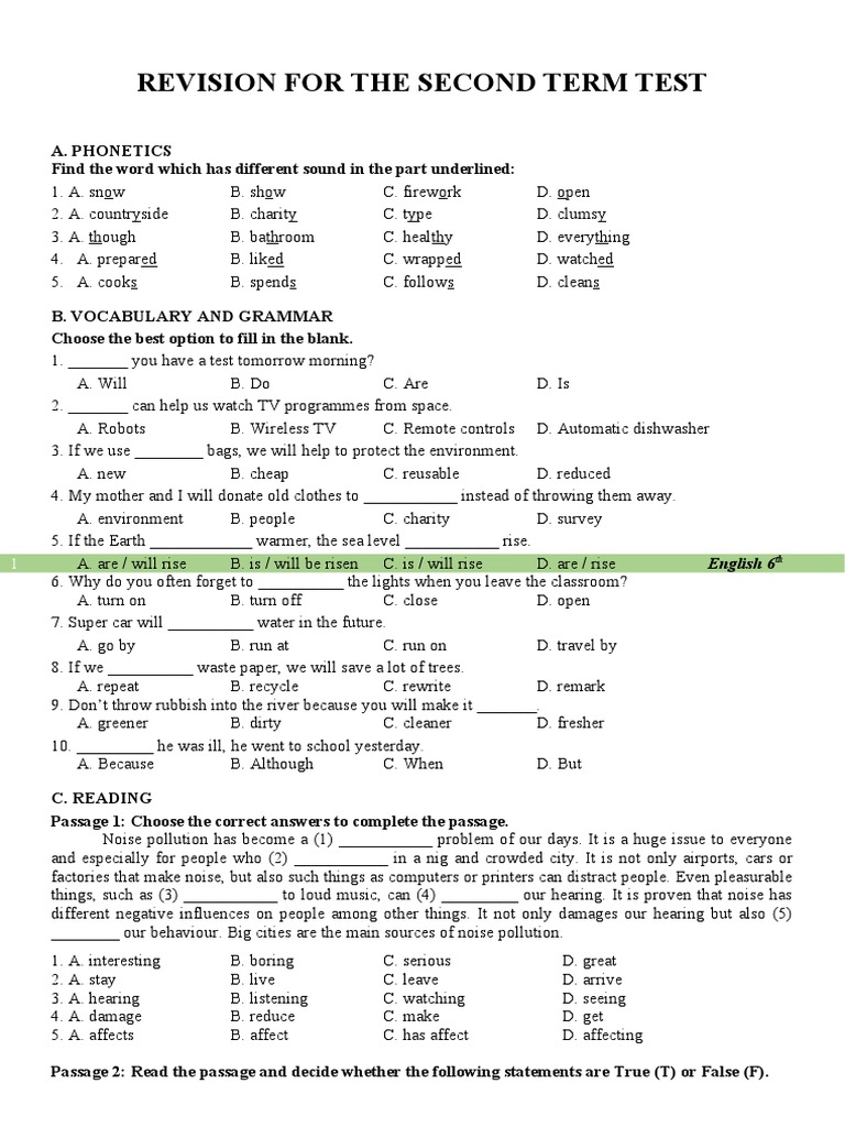 Grade 6 Second Term Revision Guide | PDF | Home Automation