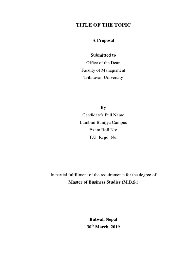 MBS Proposal Format | PDF