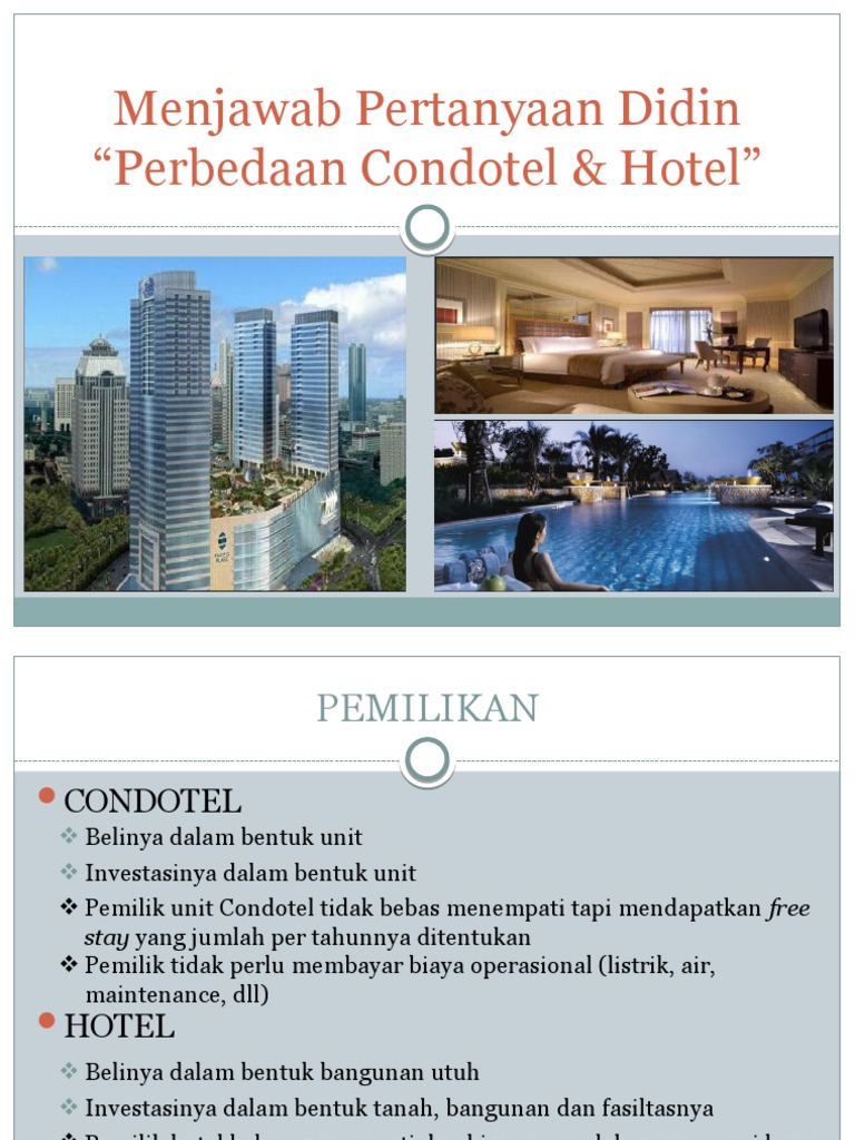 Perbedaan Condotel dan Hotel: Panduan Investasi | PDF | Griya & Taman