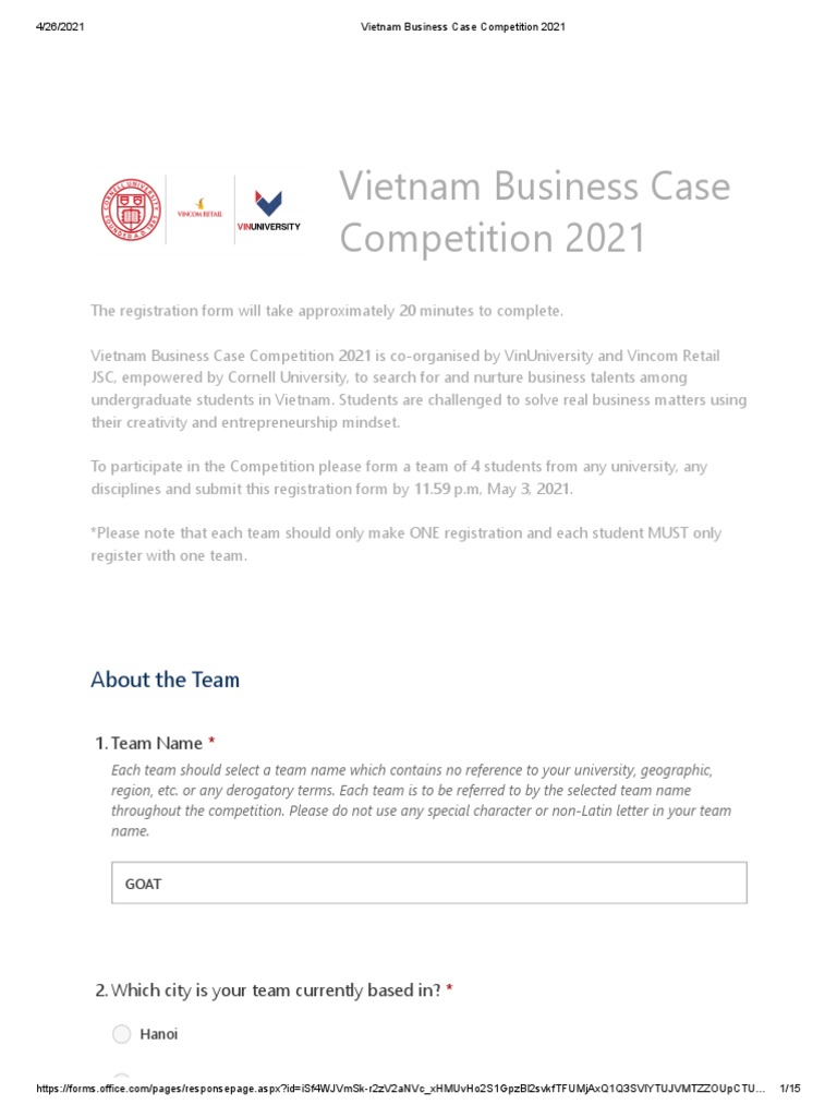 Vietnam Business Case Competition 2021 | PDF | Retail | Business