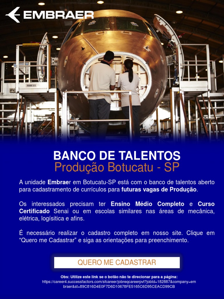 Banco de Talentos - Embraer Botucatu-SP | PDF