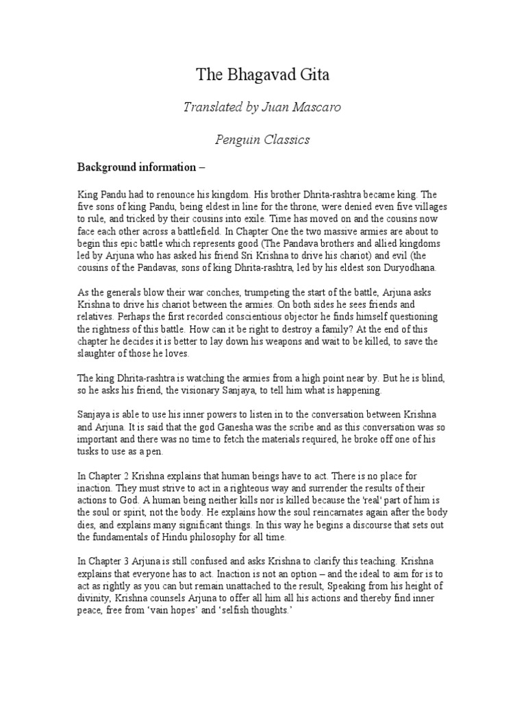 The Bhagavad Gita Translated by Juan Mascaro - Chapter 6 | PDF ...
