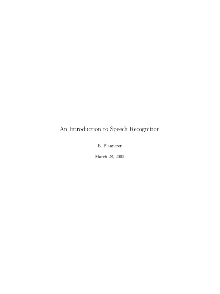An Introduction To Speech Recognition B Plannere Pdf Spectral Density Discrete Fourier