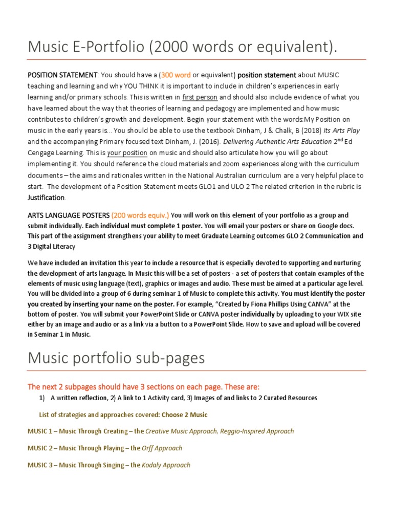 Ece241 E Portfolio Music 2021 Pdf Pedagogy Inclusion Education