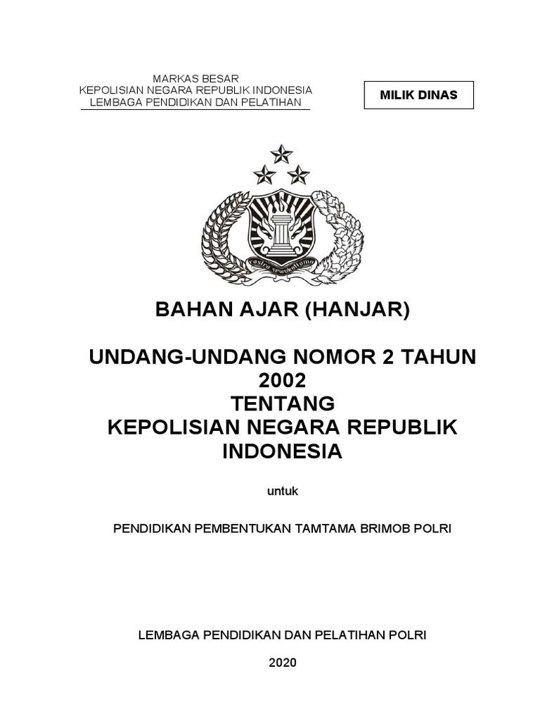 Undang-Undang Nomor 2 Tahun 2002 Tentang Kepolisian Negara Republik Indones | PDF | Bisnis ...