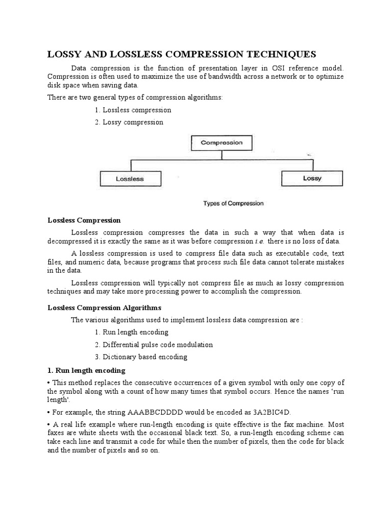 Lossy and Lossless Compression Techniques | PDF | Data Compression | Mp3