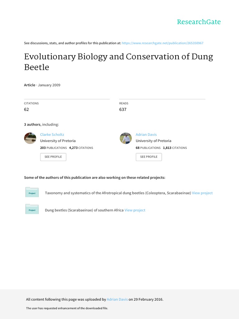 Evolutionary Biology and Conservation of Dung Beetles | PDF | Beetle | Ecology