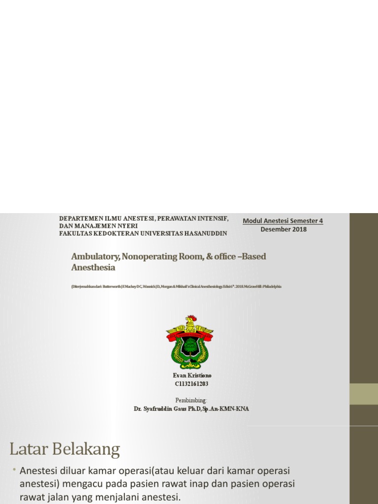 Non Operating Room Anesthesia (NORA) | PDF | Intensive Care Unit | Pain