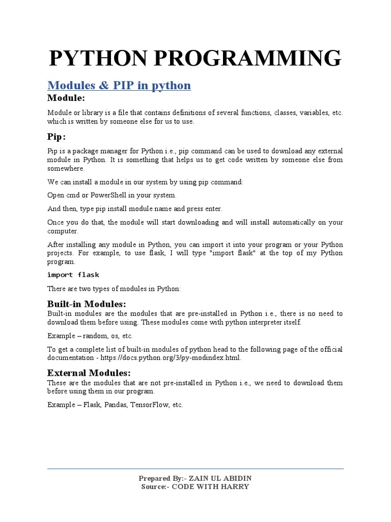 Python Programming Modules Pip And More Pdf String Computer 3072