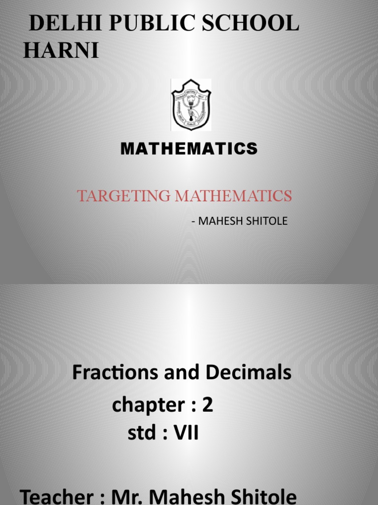 Delhi Public School Harni: Mathematics | PDF | Division (Mathematics) | Mathematical Objects