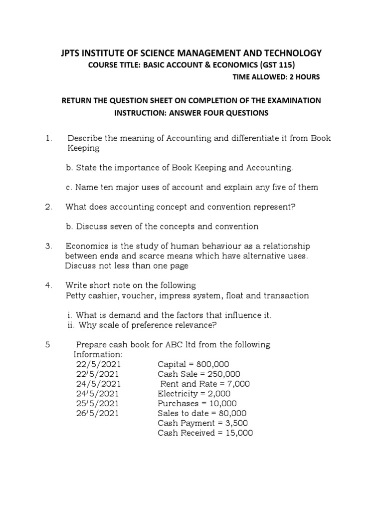 Basic Account & Economics | PDF