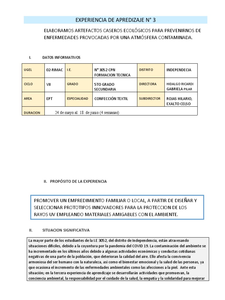 EPT EXPERIEN APRENDIZAJE-No 3 - 5TO AÑO-CONFECCIÓN TEXTIL. | PDF | Iniciativa empresarial ...