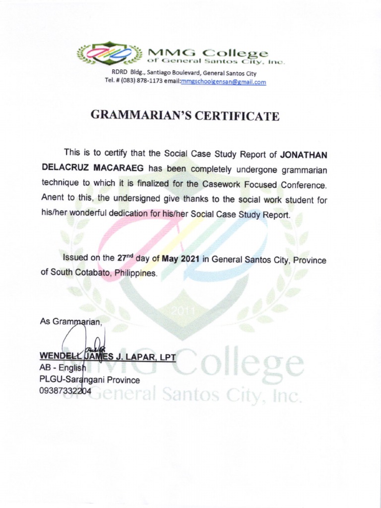 Grammarian's Certificate | PDF