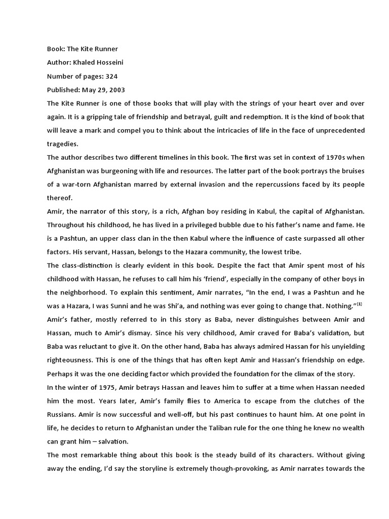 The Kite Runner - Review | PDF | Afghanistan