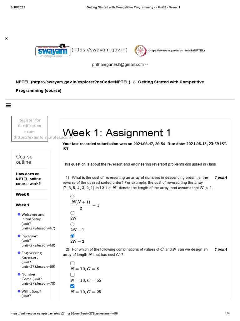 Getting Started With Competitive Programming - Unit 3 - Week 1 | PDF ...
