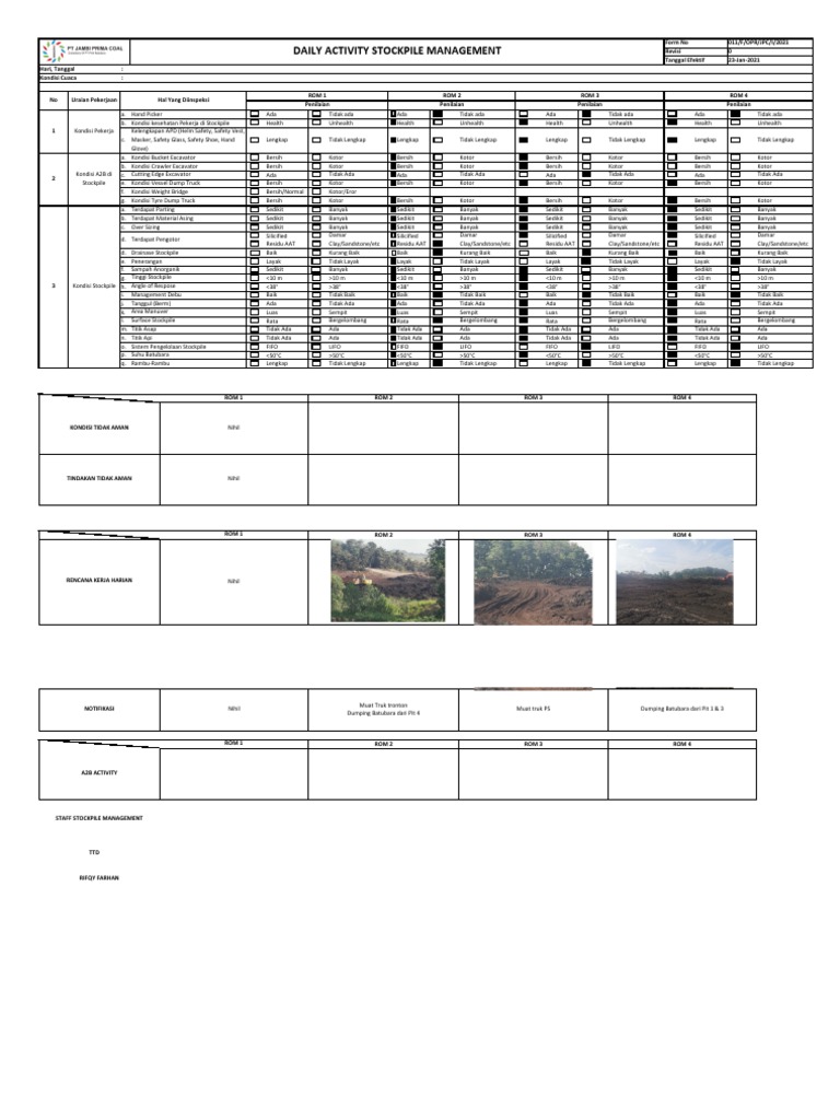 Daily Inspeksi Stockpile 22 Juni 2021 | PDF