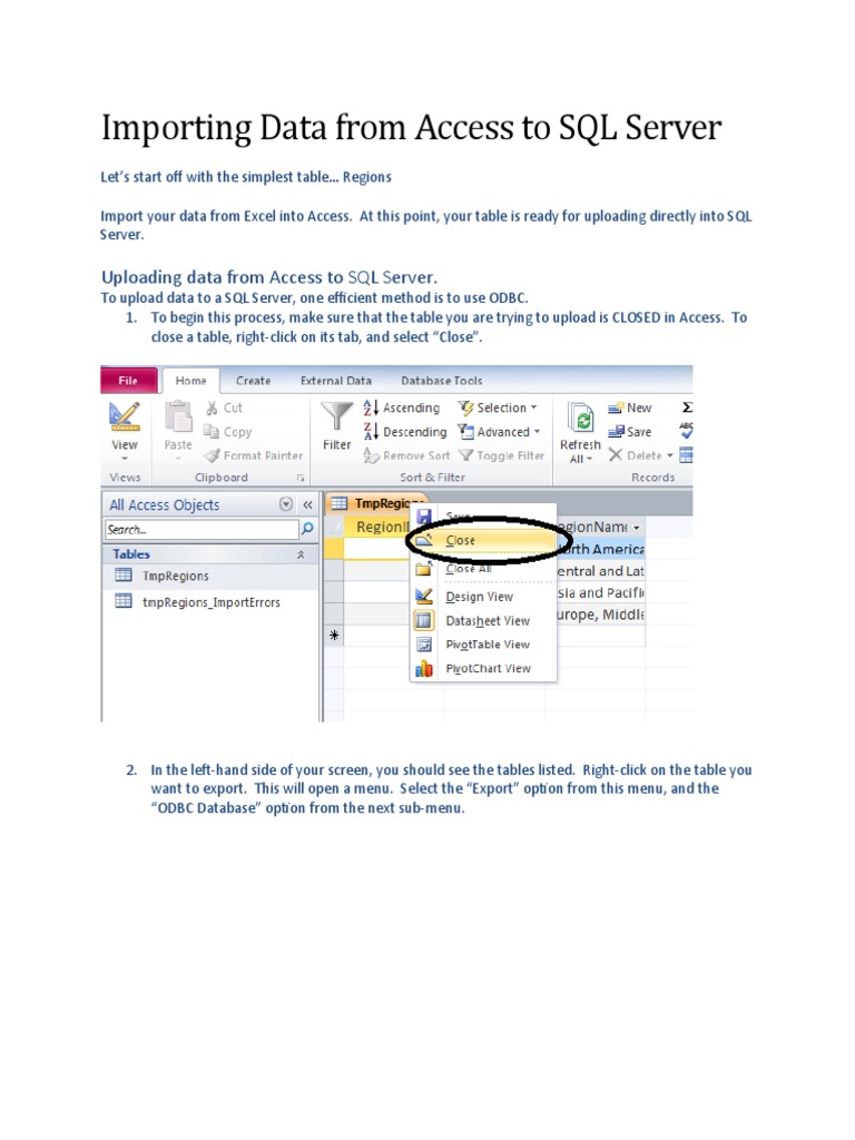 Uploading Data From Access To SQL Server | Download Free PDF ...