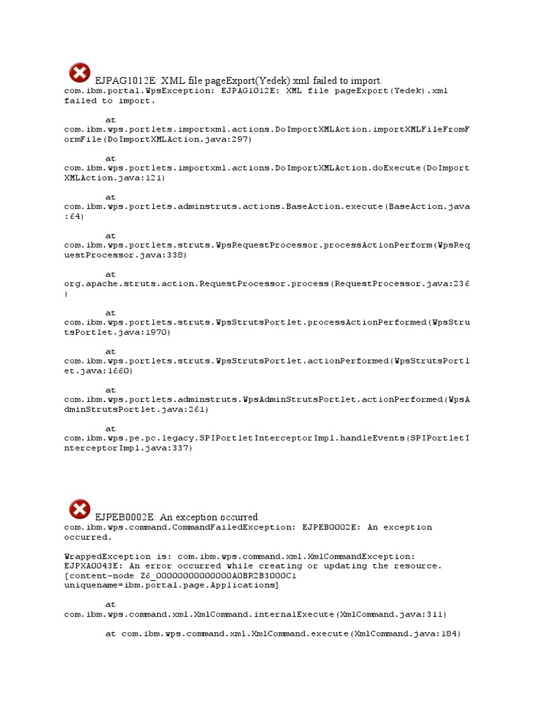Ejpag1012E: XML File Pageexport (Yedek) .XML Failed To Import | PDF ...