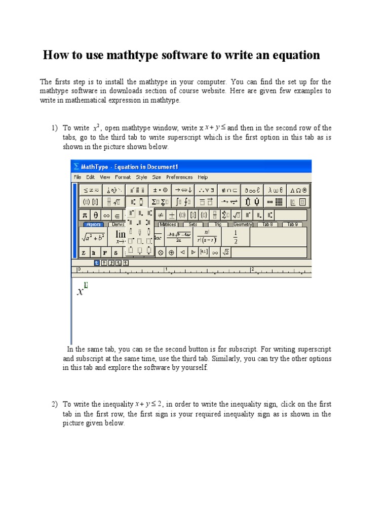 How To Use Mathtype Software To Write An Equation Mth101 | PDF ...