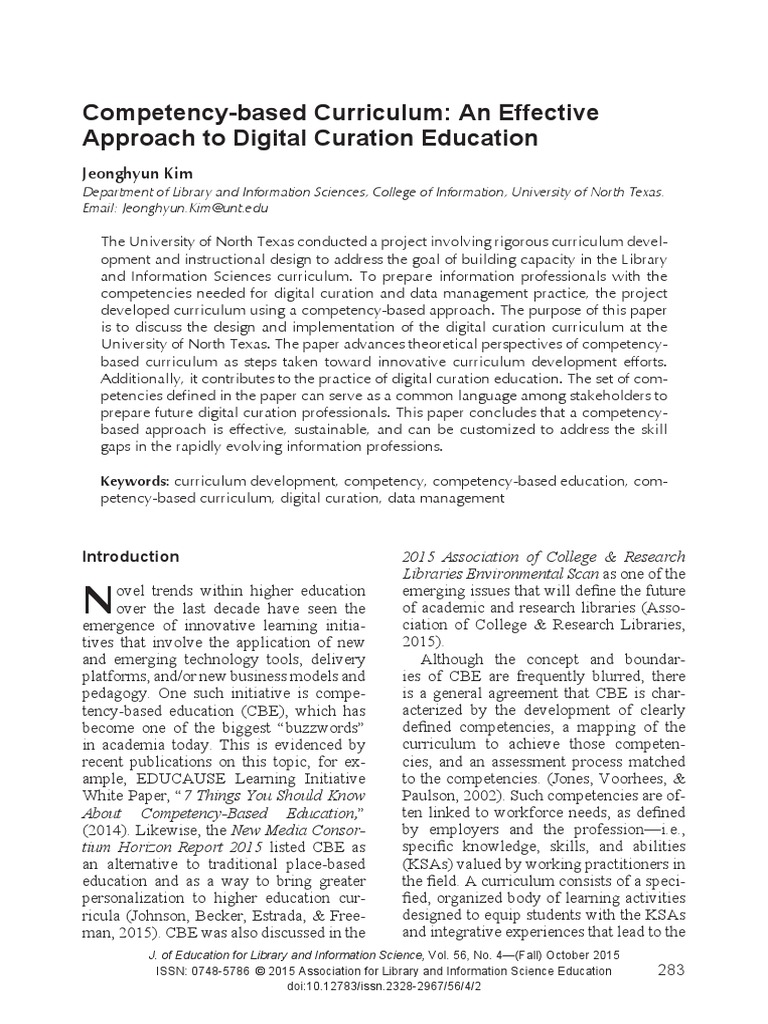 Journal - Competency-Based Curriculum | PDF | Cognition