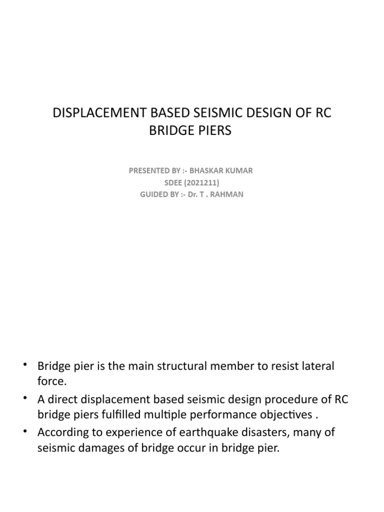 Displacement Based Seismic Design of RC Bridge Piers | PDF | Strength ...