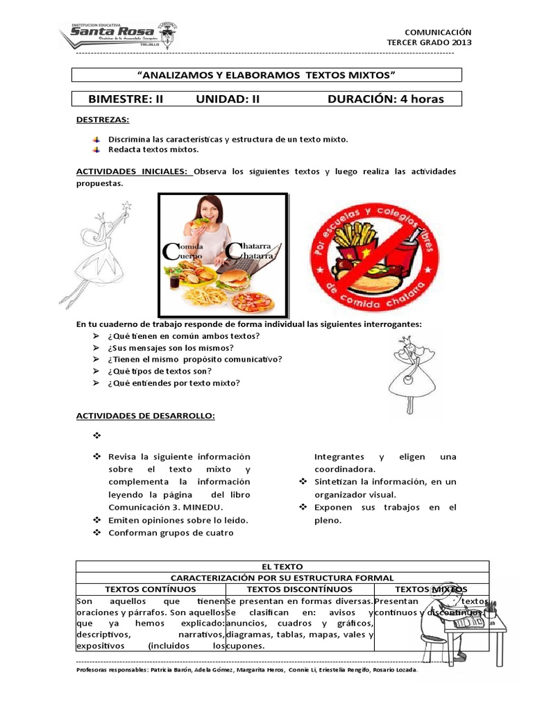 Analizamos y Elaboramos Textos Mixtos | PDF