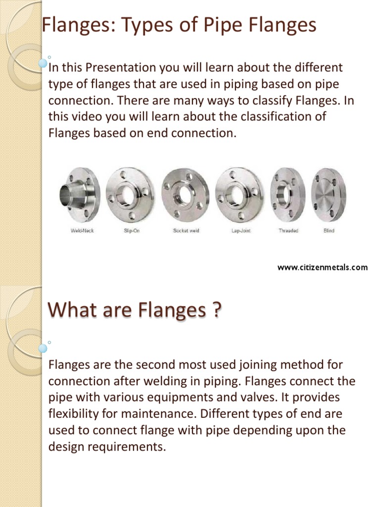Flanges: Types of Pipe Flanges | PDF | Pipe (Fluid Conveyance) | Welding