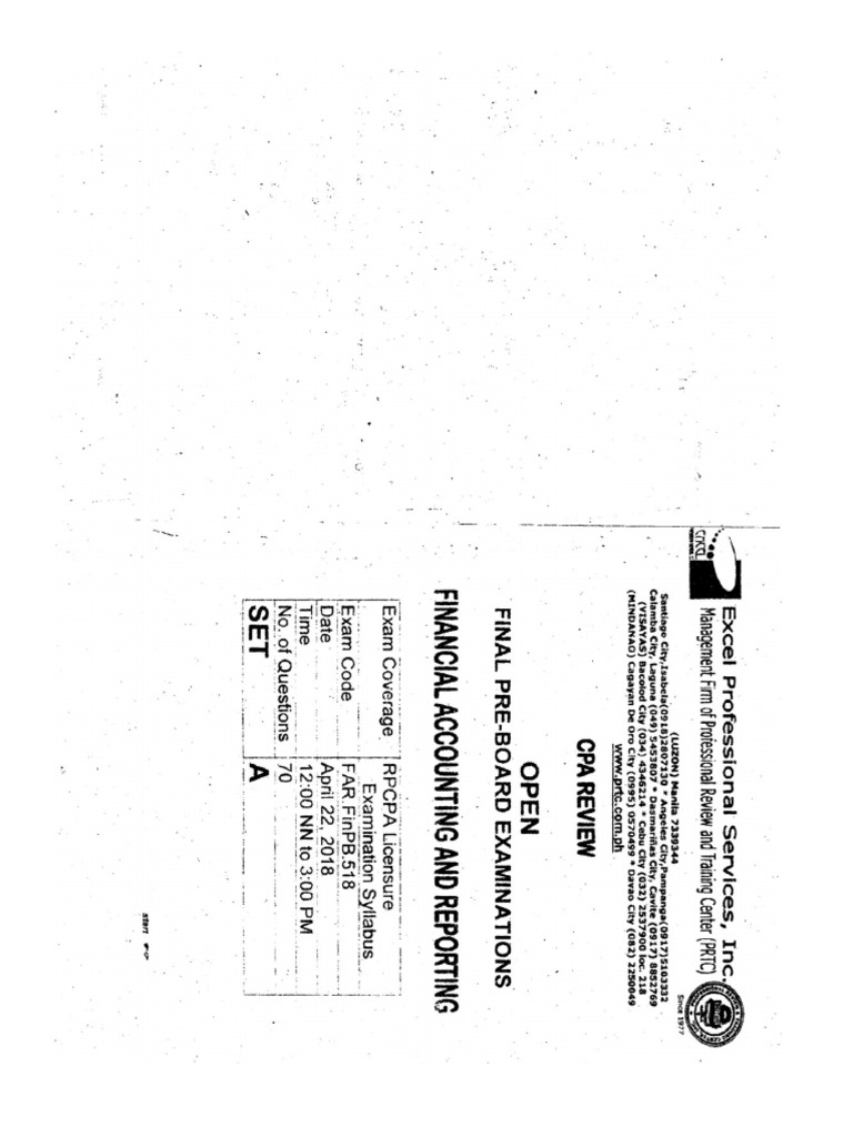 PRTC 1 Final Preboard May 2018 | PDF