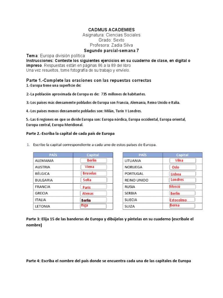 Cuestionario de Europa | PDF | Europa