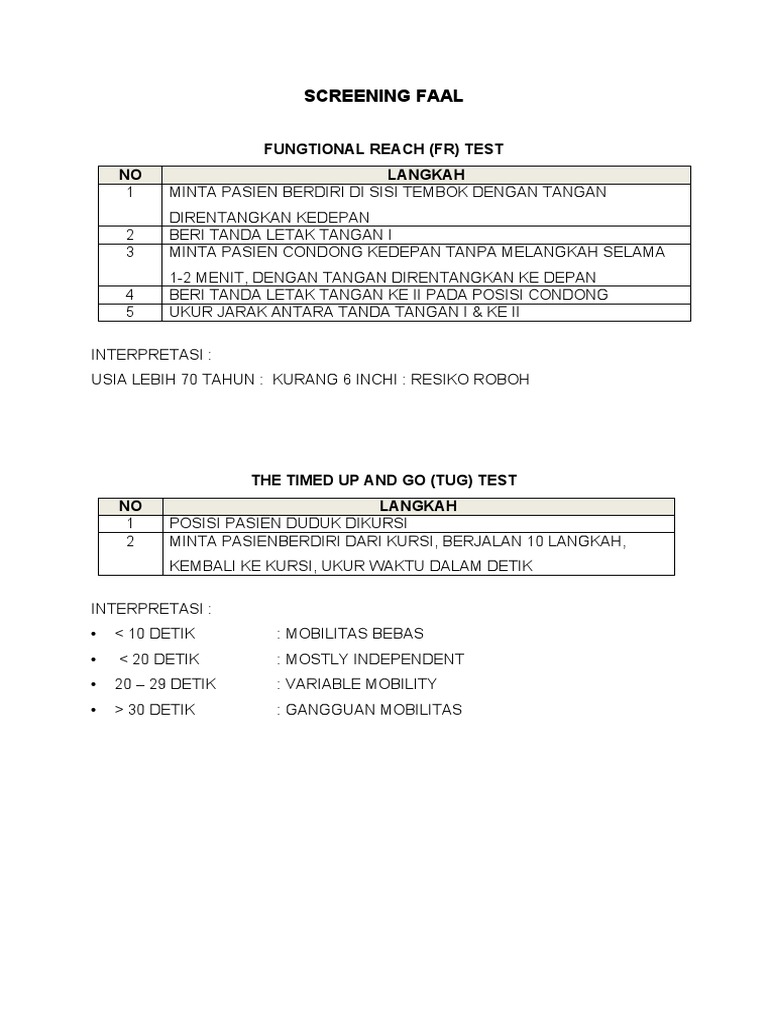 Screening Faal | PDF