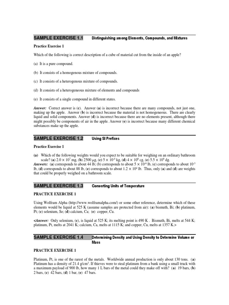 Chemistry The Central Science Practice Exercises Answer Key | Download ...