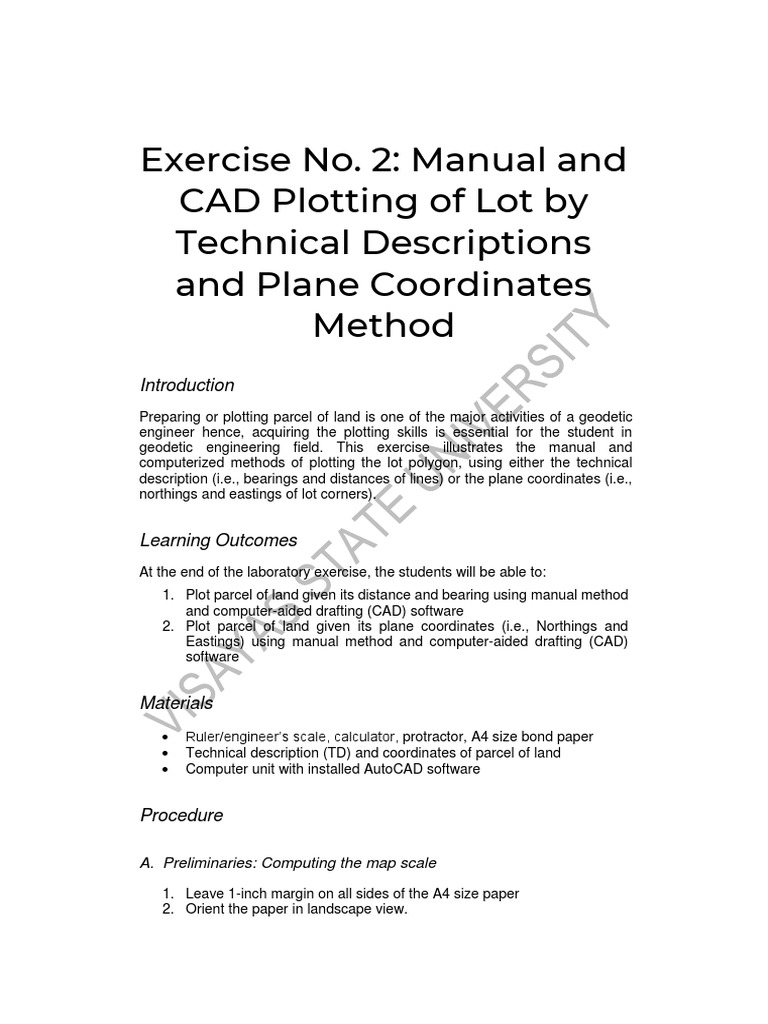 Exercise No. 2: Manual and CAD Plotting of Lot by Technical ...