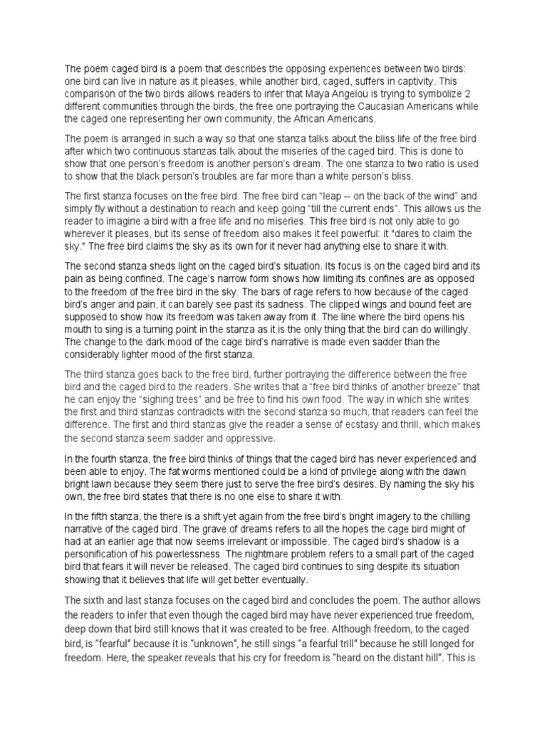 Caged Bird Analysis | PDF