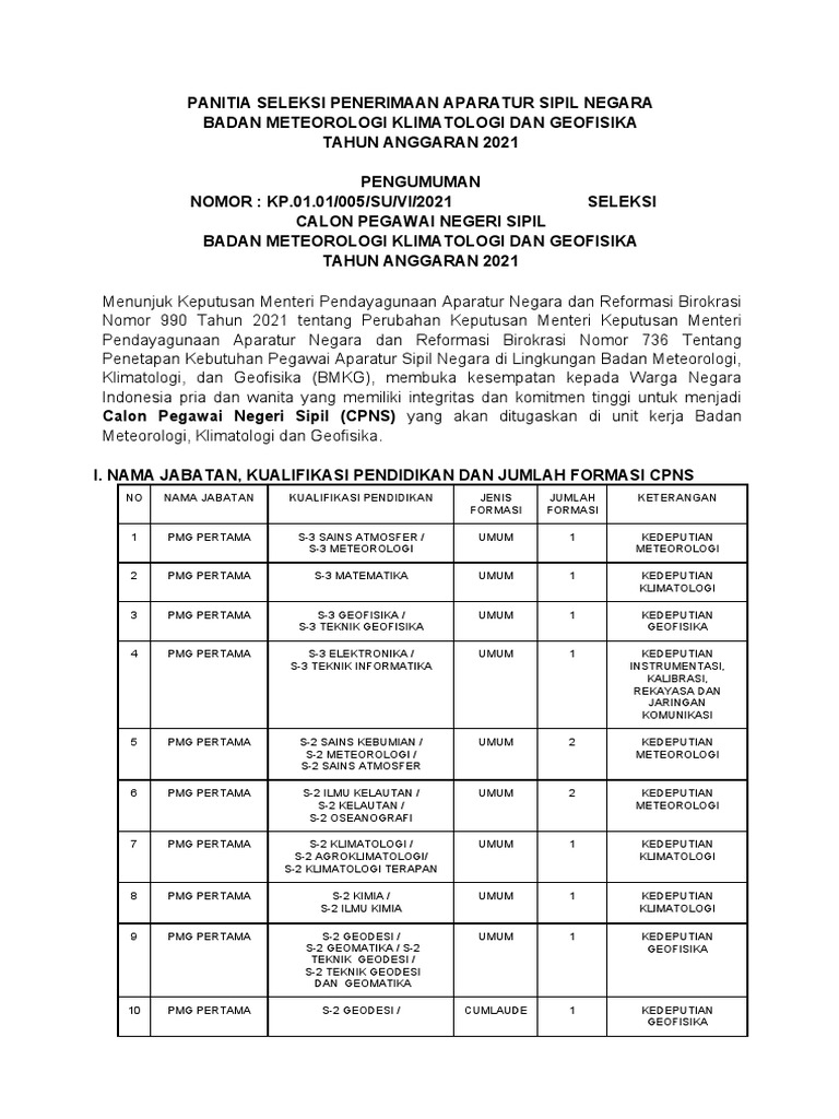 Badan Meteorologi, Klimatologi Dan Geofisika | PDF