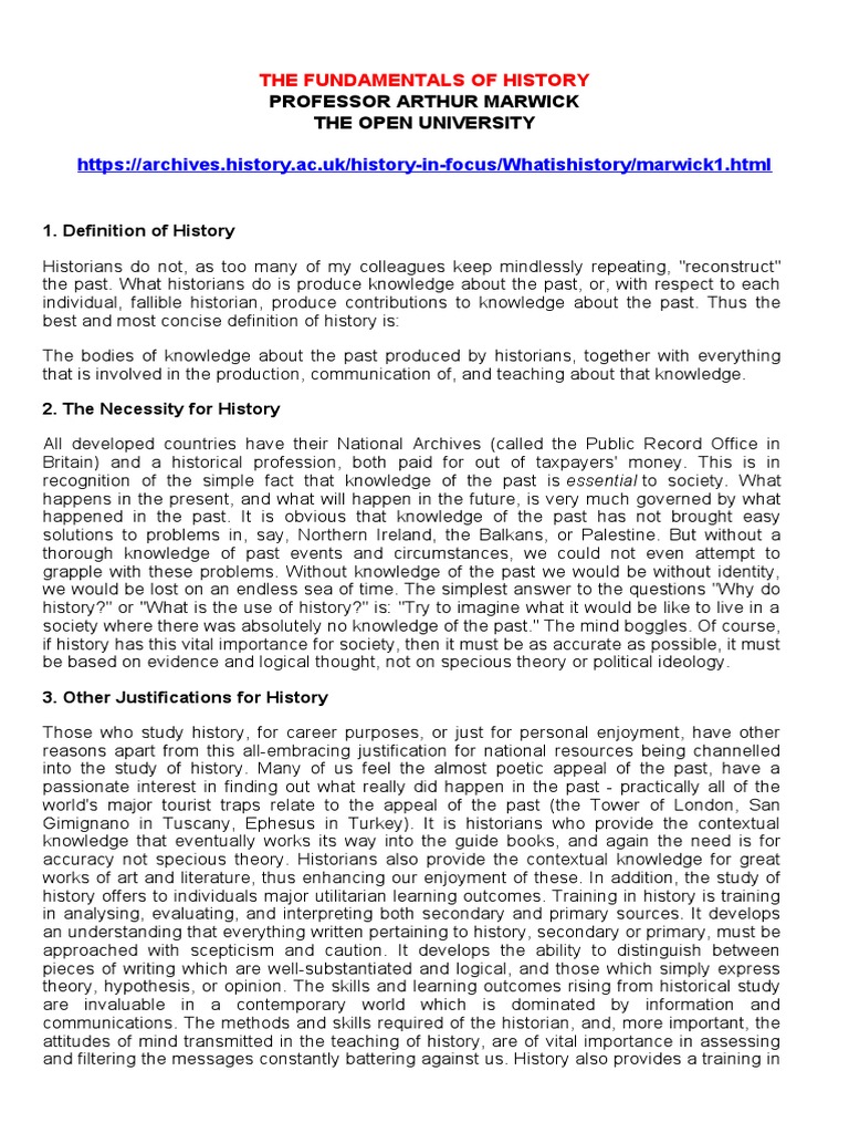 Fundamentals of History & Understanding The Disciplines | PDF ...