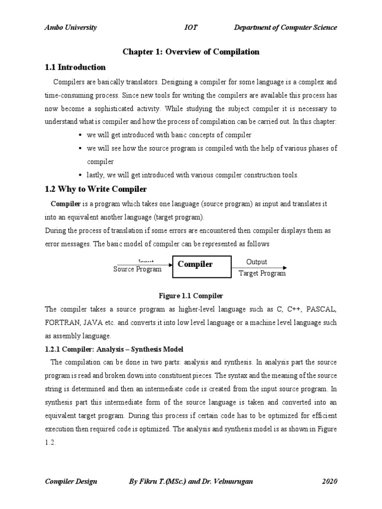 Chapter 1 Overview of Compilation | PDF | Compiler | Parsing