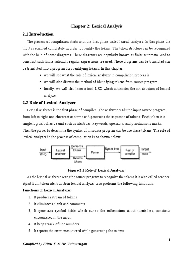 Chapter 2 Lexical Analysis | PDF | String (Computer Science) | Grammar Chapter 2 Lexical Analysis | PDF | String (Computer Science) | Grammar