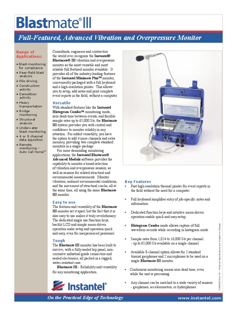 Blastmate III Specifications | PDF | Decibel | Computer Monitor