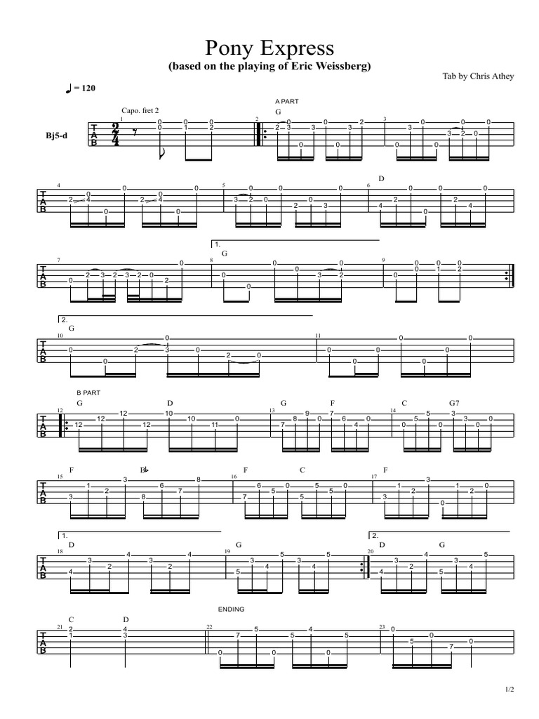 Pony Express Guitar Tab | PDF | Chordophones | String Instruments