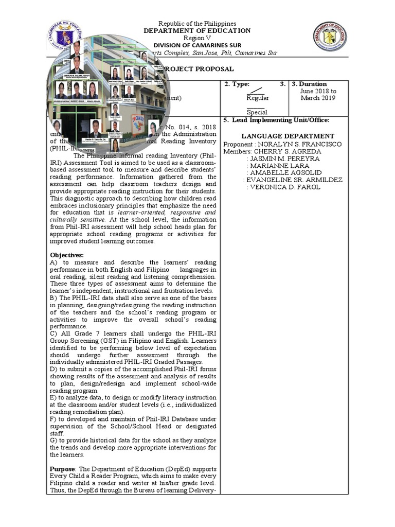 Project Proposal For Remedial Reading in English | PDF | Educational ...