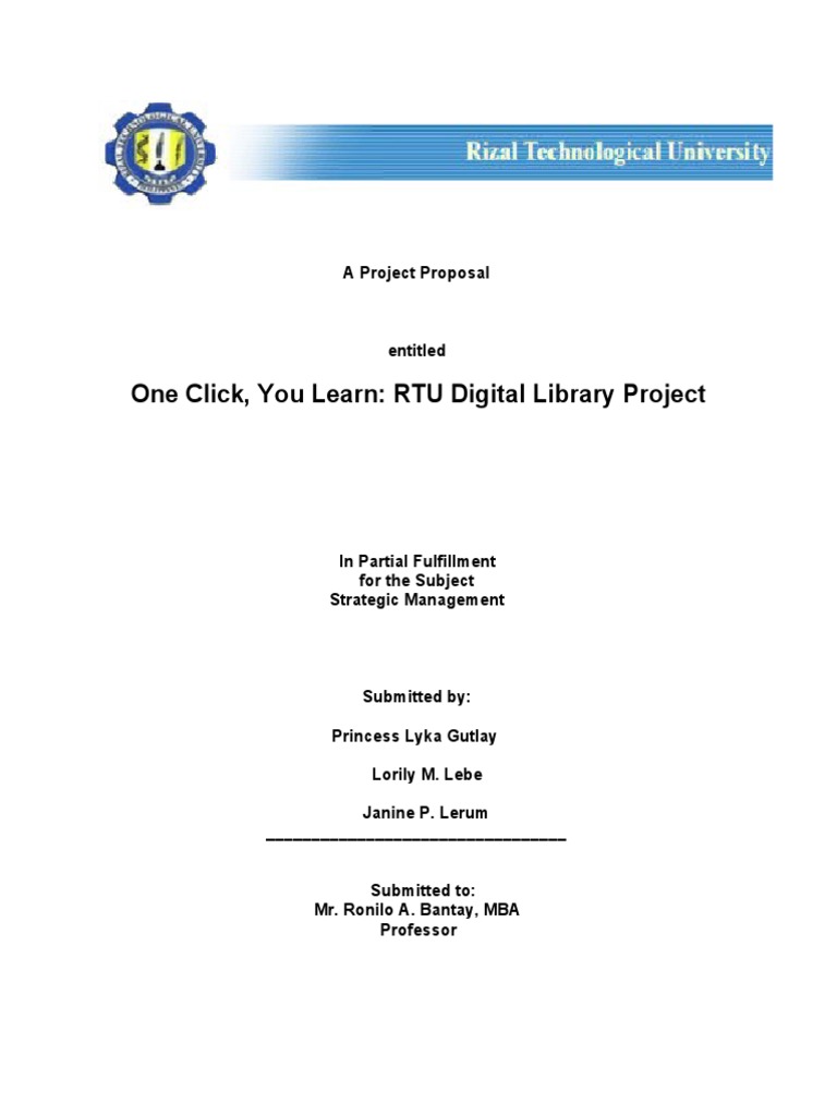 One Click, You Learn: RTU Digital Library Project | PDF