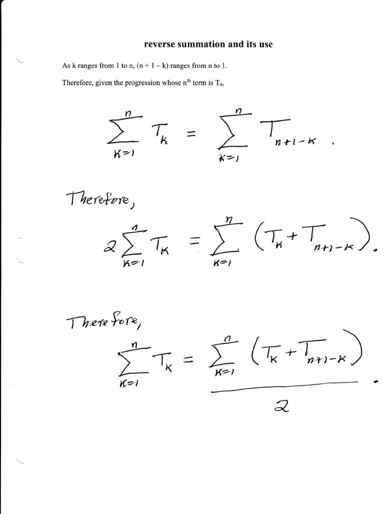 Reverse Summation and Its Use | PDF