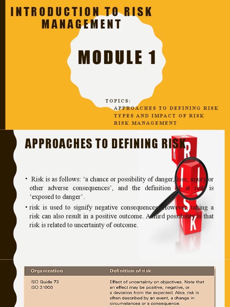 Module 1 - Introduction of Risk Management | PDF | Risk | Risk Management