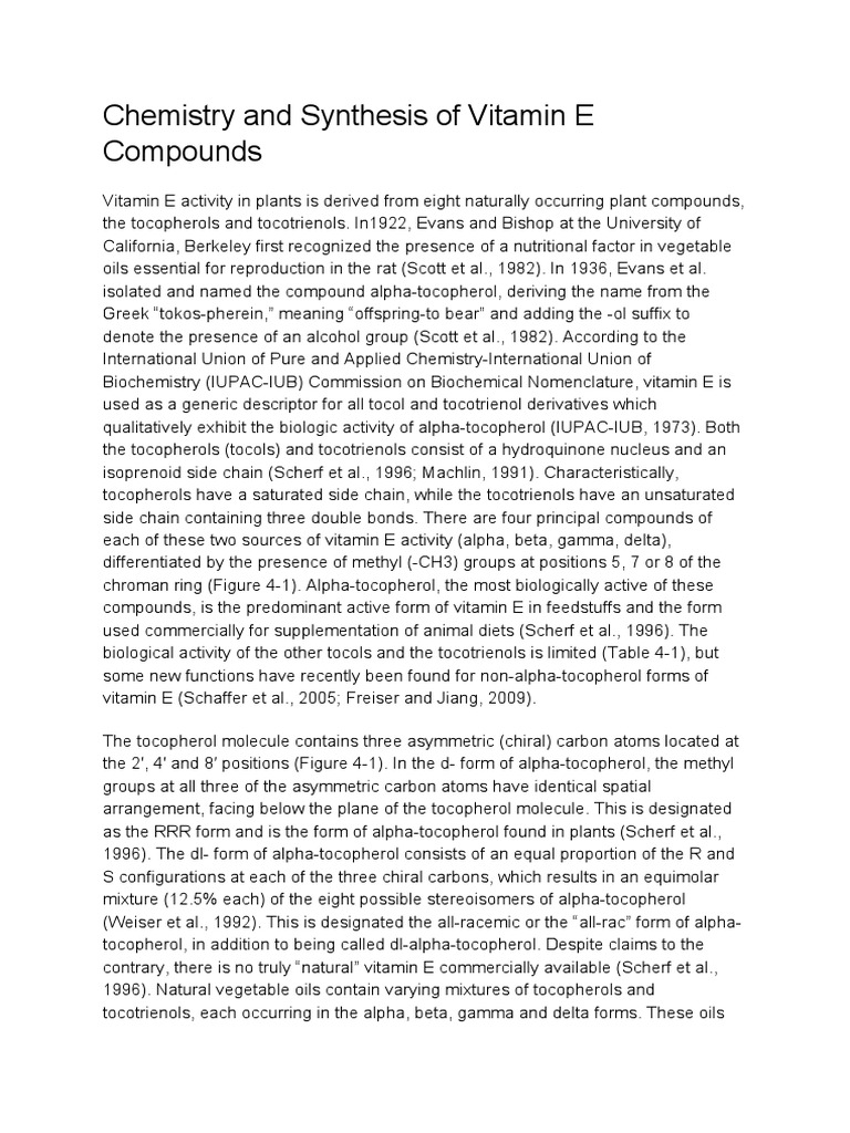 Chemistry and Synthesis of Vitamin E Compounds | PDF | Vitamin E ...