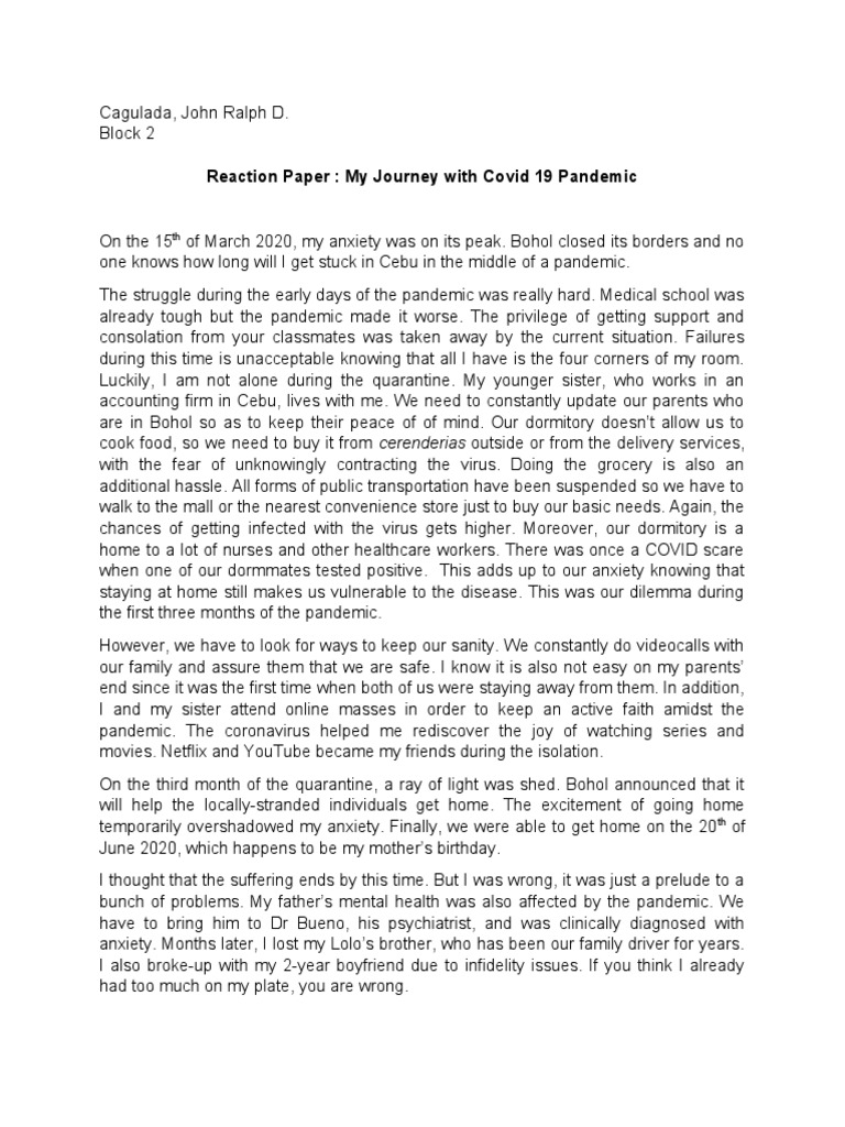 My Journey Through the Covid-19 Pandemic | PDF | Pandemic | Health Sciences