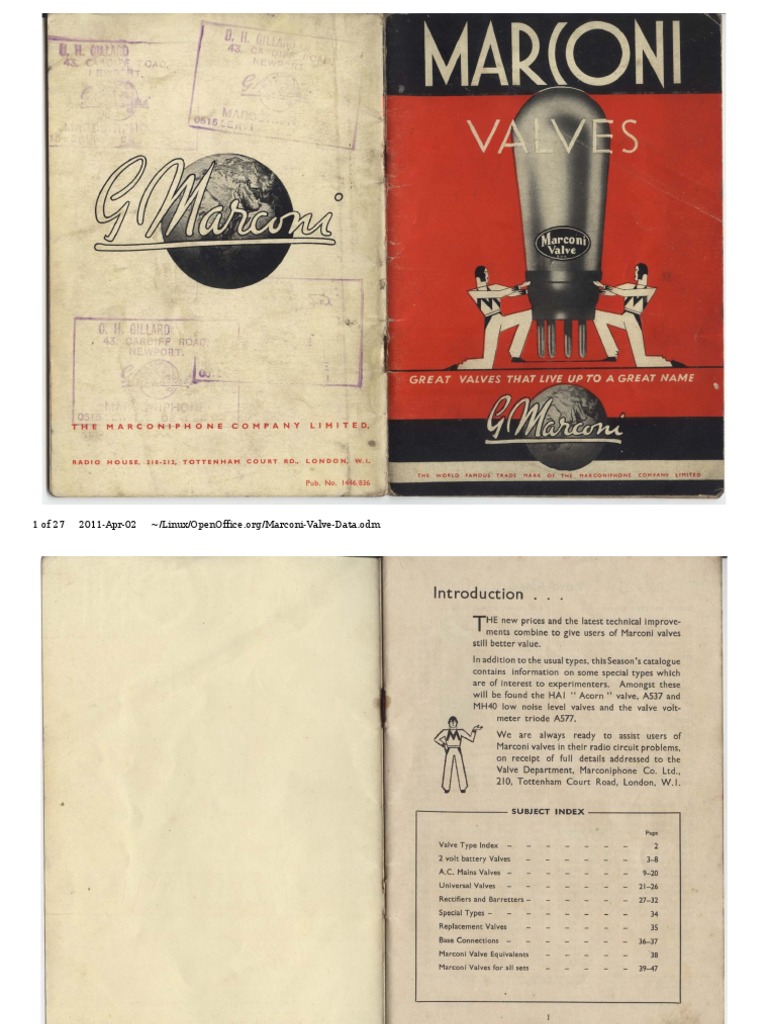 Valve & Amplifier Design, Marconi Valves (1950s) | PDF
