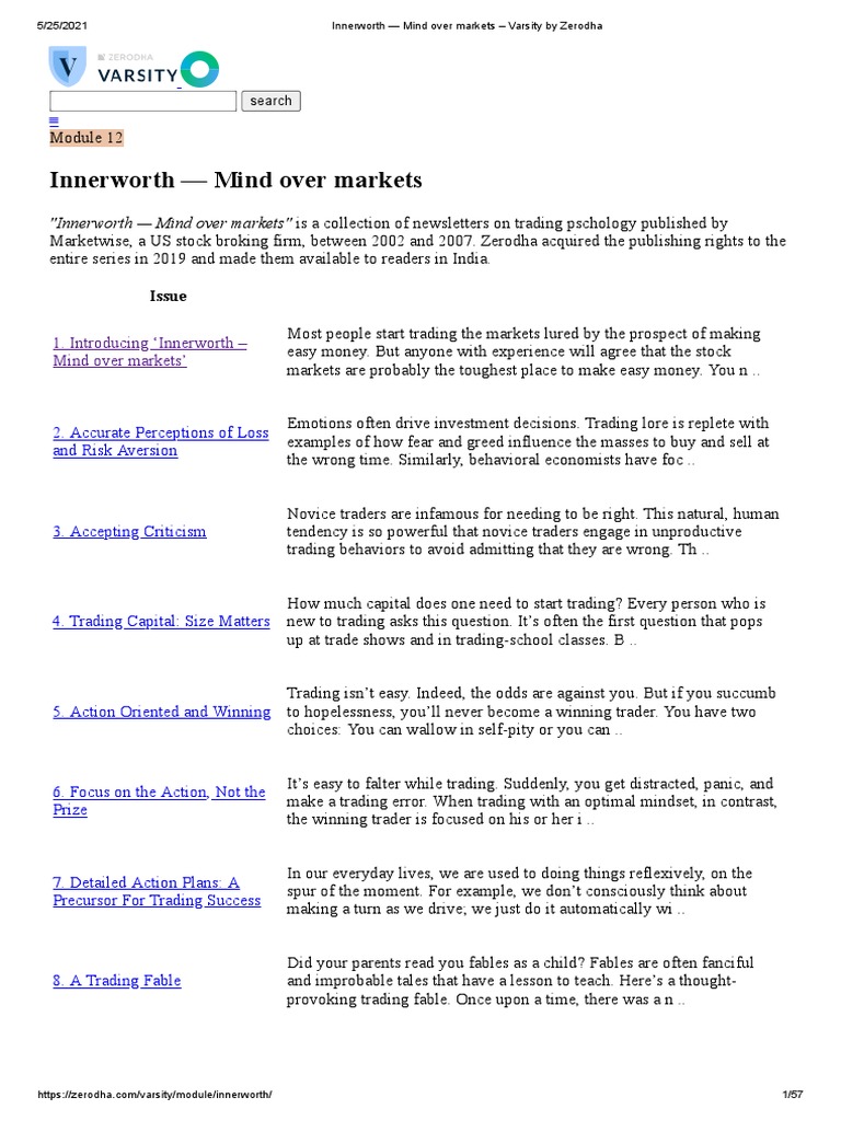 Innerworth - Mind Over Markets - Varsity by Zerodha | PDF | Intuition ...